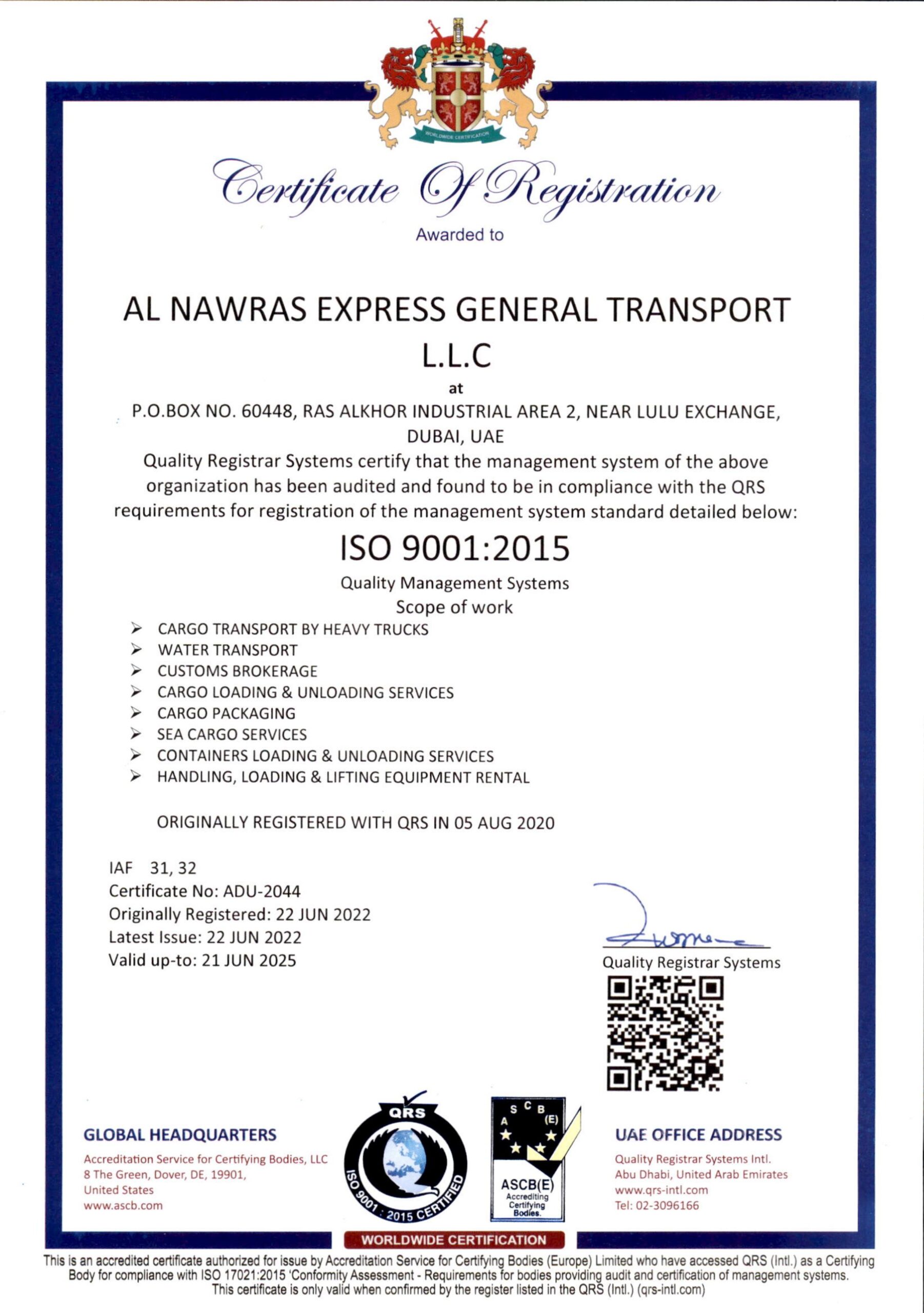 About Us – Al Nawras Express General Transport LLC